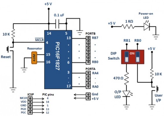 Breadboard module for 18-pin PIC16F microcontrollers (PCB version ...