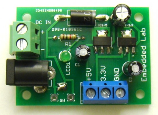 Multi-purpose dual power supply (5.0V and 3.3V) regulator board ...