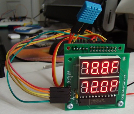 Temperature and relative humidity display with adaptive brightness ...