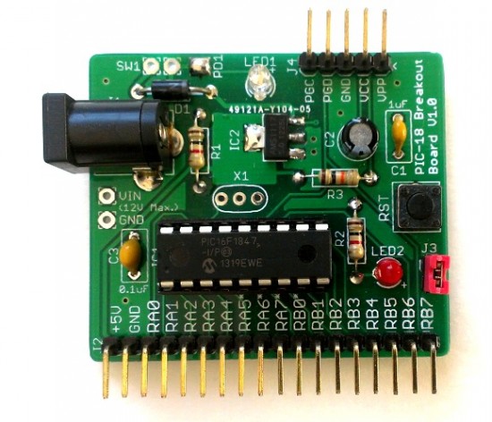 Breakout board for PIC16F1847 microcontroller | Embedded Lab