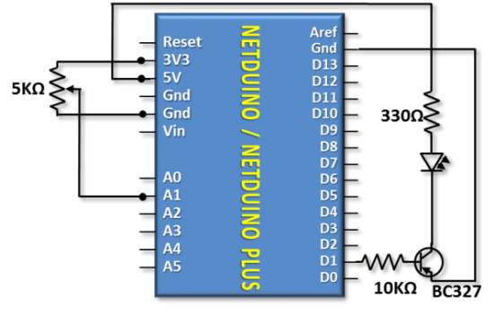 Day1 Flashing LED with Pot CircuitDiagram | Embedded Lab