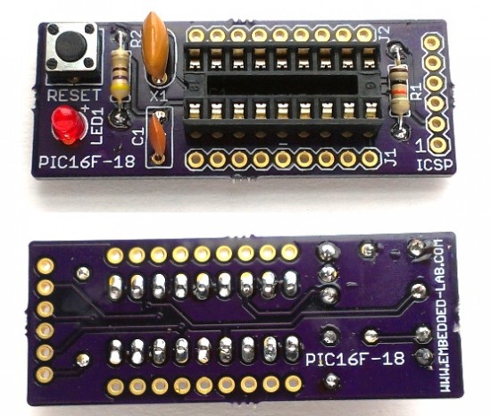 Mini breakout board for 18-pin PIC16F series microcontrollers | Embedded Lab
