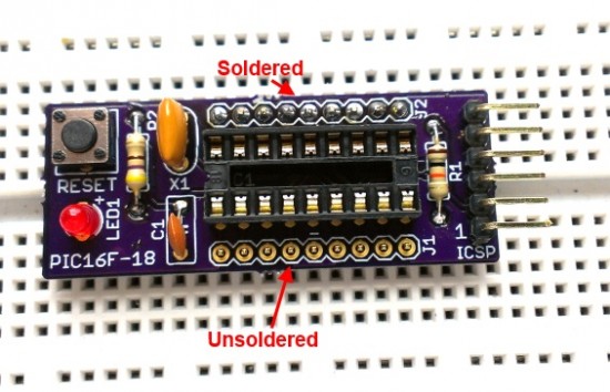 Mini breakout board for 18-pin PIC16F series microcontrollers | Embedded Lab