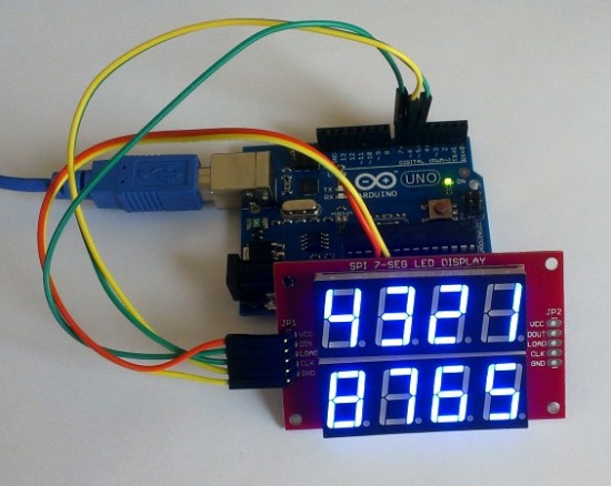 MAX7219-based double row 4-digit seven segment LED display | Embedded Lab