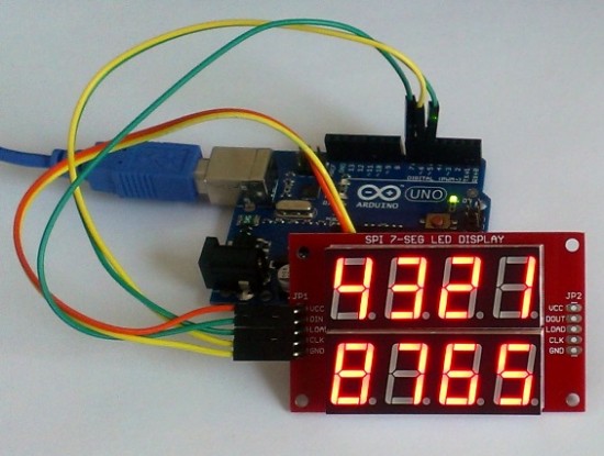 MAX7219-based double row 4-digit seven segment LED display | Embedded Lab