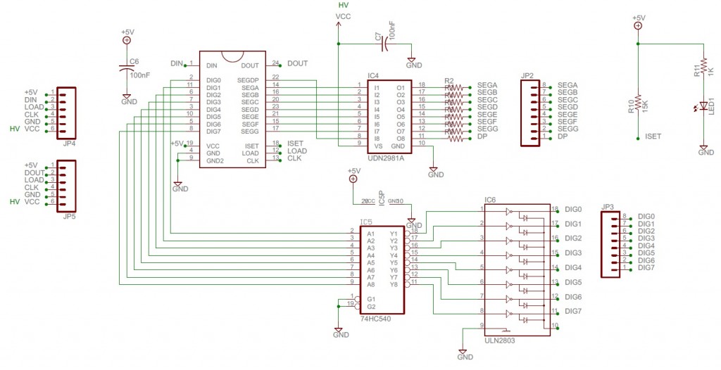 High-voltage seven segment LED display driver with SPI interface ...