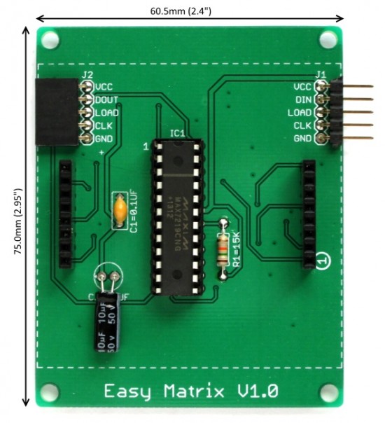 Introducing Easy Matrix: A cascadable 8×8 LED dot matrix display module ...