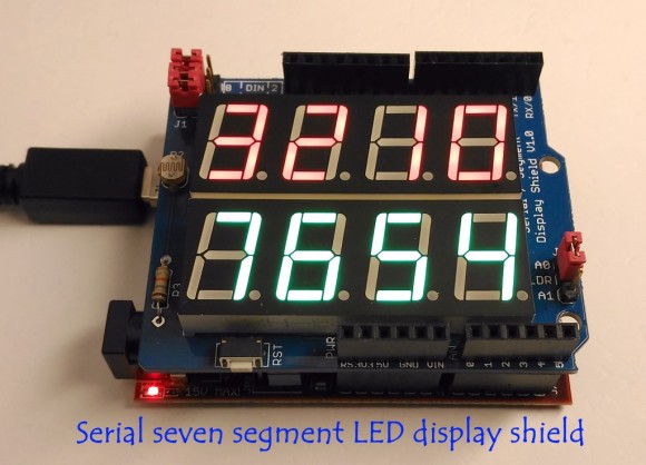 Serial seven segment LED display shield | Embedded Lab