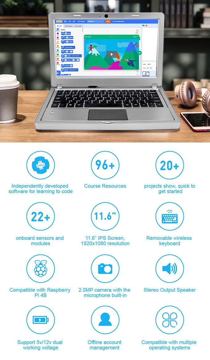 Meet CrowPi2: An all-in-one portable Raspberry Pi laptop for STEAM ...